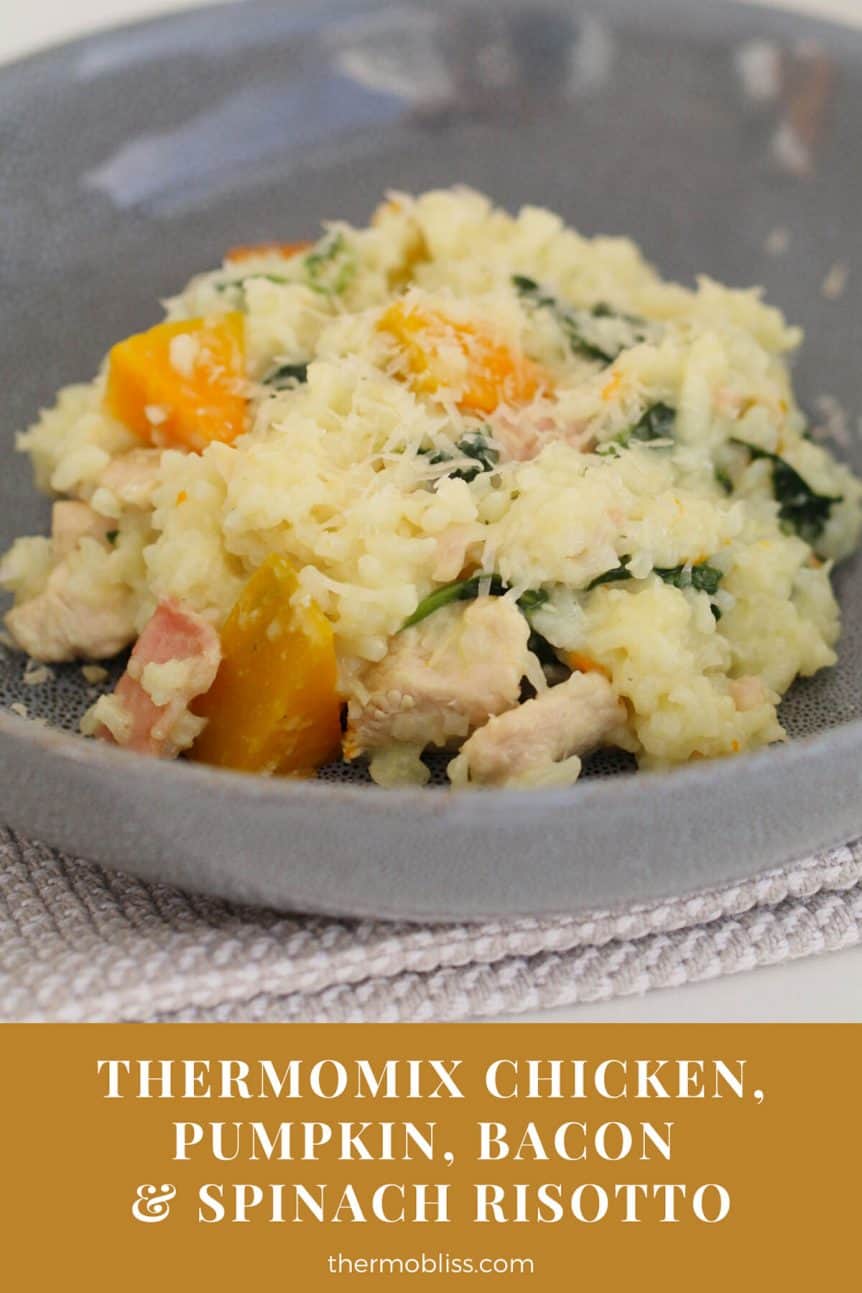 Thermomix Chicken, Pumpkin, Bacon & Baby Spinach Risotto - Thermobliss