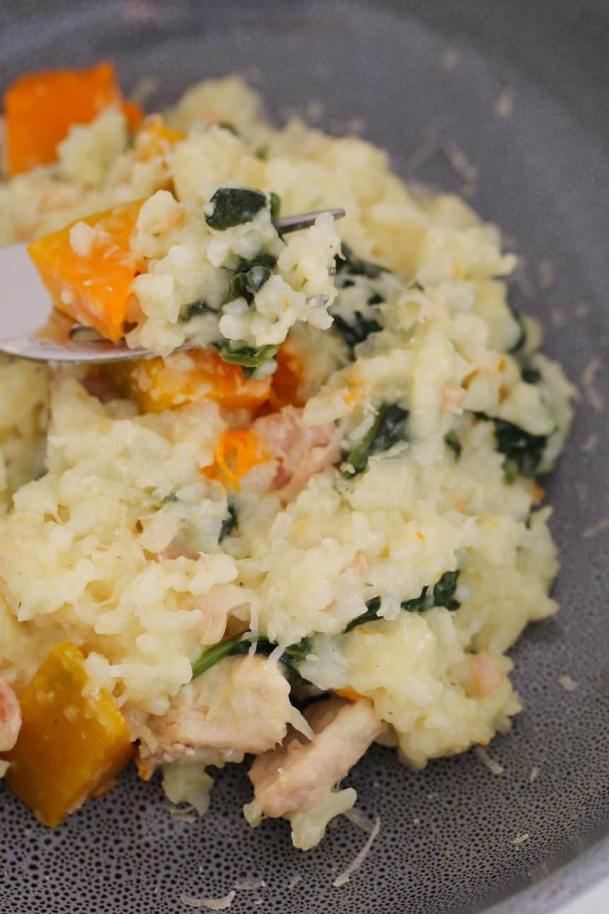 Thermomix Chicken, Pumpkin, Bacon & Baby Spinach Risotto - Thermobliss